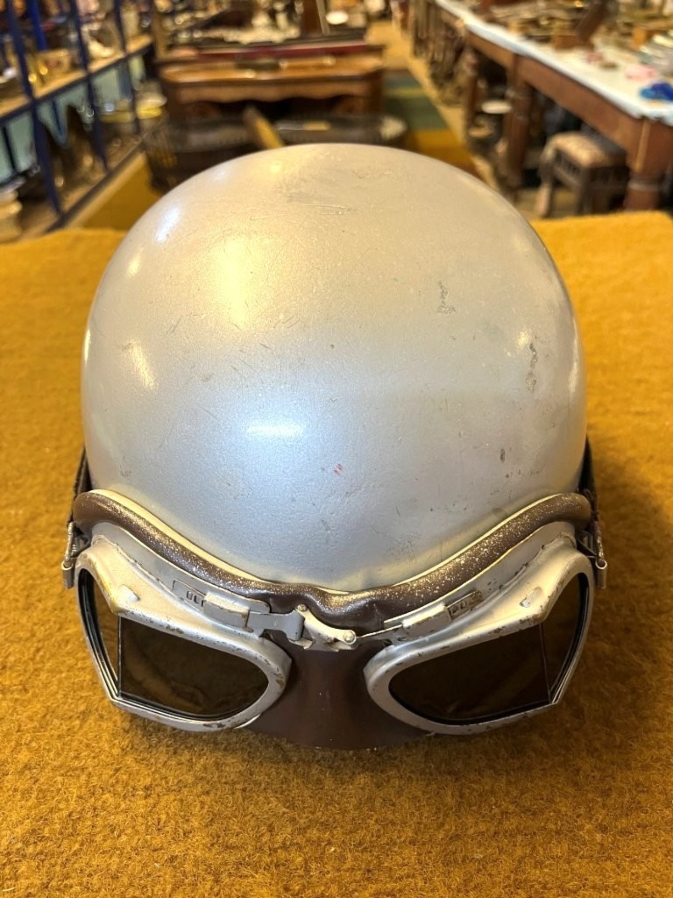 Vintage "The Kett" Pudding Basin ACU / TT Motorcycle Helmet and Aviator ...