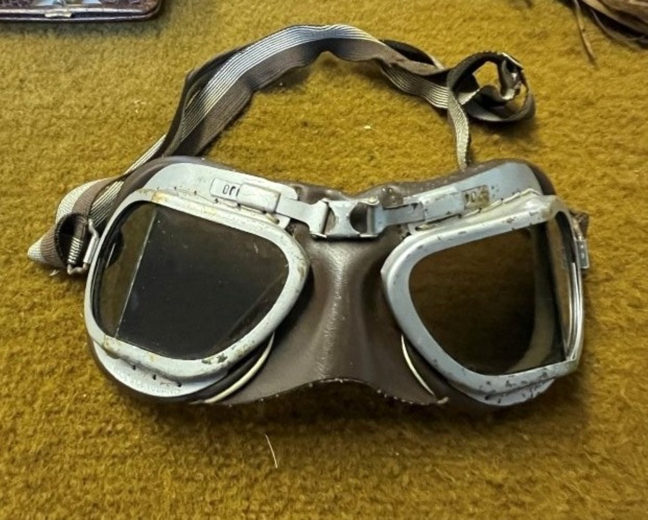 Vintage "The Kett" Pudding Basin ACU / TT Motorcycle Helmet and Aviator ...