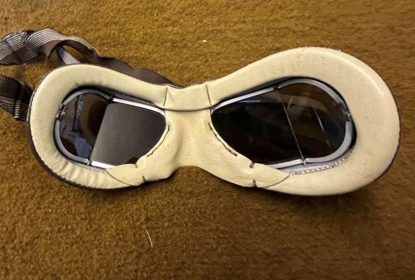 Vintage "The Kett" Pudding Basin ACU / TT Motorcycle Helmet and Aviator ...